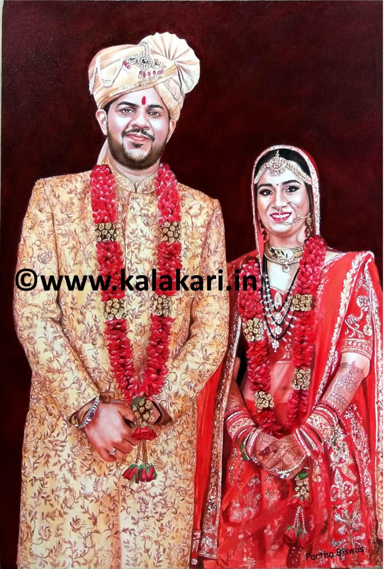 Couple Portraits from Photos | Handmade Couple Art by Kalakari