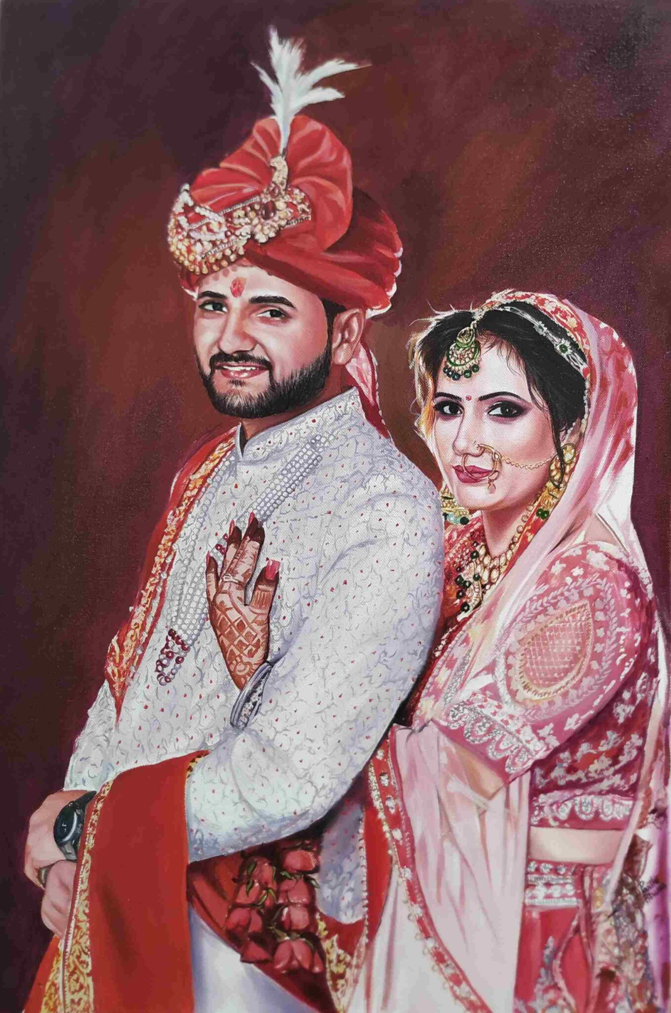 Couple Portraits from Photos | Handmade Couple Art by Kalakari